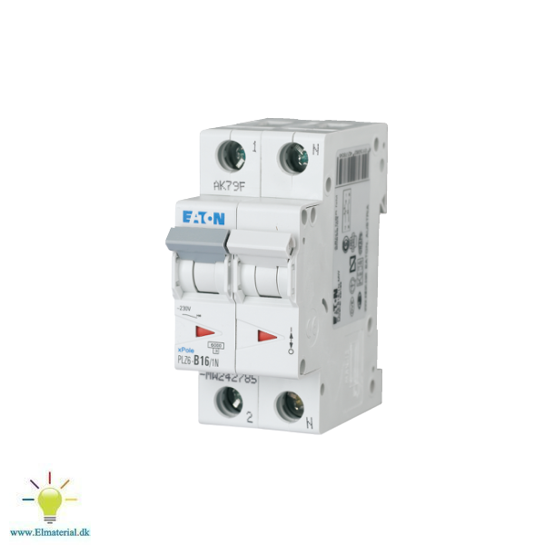 Automatsikring 16A 1P+N C 2M 6Ka - Eaton Electrical Group - El og Vvs Materialer - Elmaterial A/S